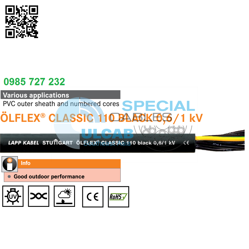 Cáp LAPP KABEL ÖLFLEX® CLASSIC 110 BLACK 0.6/1 kV | Chính Hãng - Giá ...