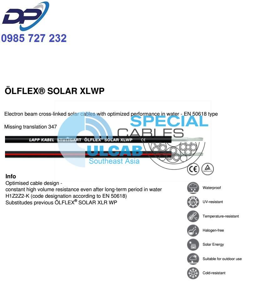 Cáp LAPP KABEL ÖLFLEX® SOLAR XLWP | Chính Hãng - Giá Tốt Nhất - ulcab ...