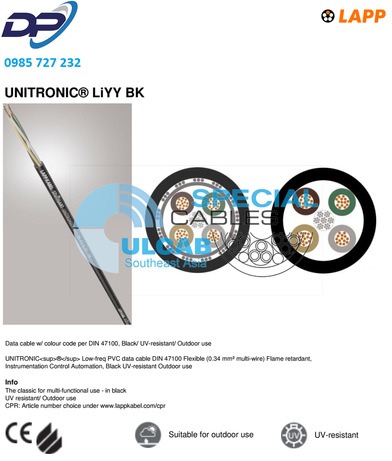 Cáp Tín Hiệu LAPP KABEL UNITRONIC® LiYY BK | Chính Hãng - Ngoài Trời ...