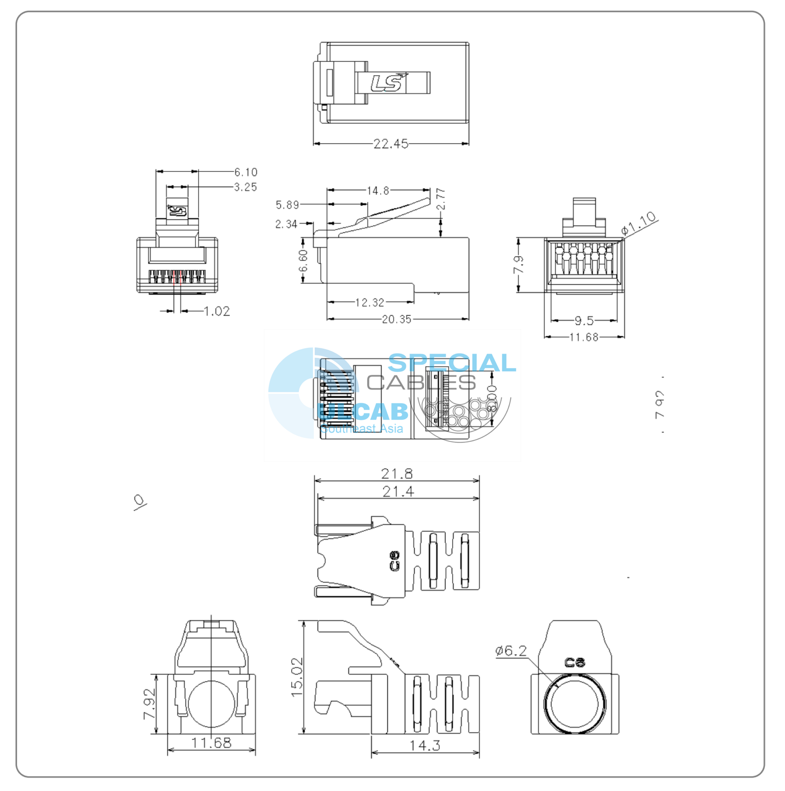 LS-MP-UC6-RJ45-CV-WB | Hạt Mạng LS-VINA Unshield RJ45 Modular plug ...