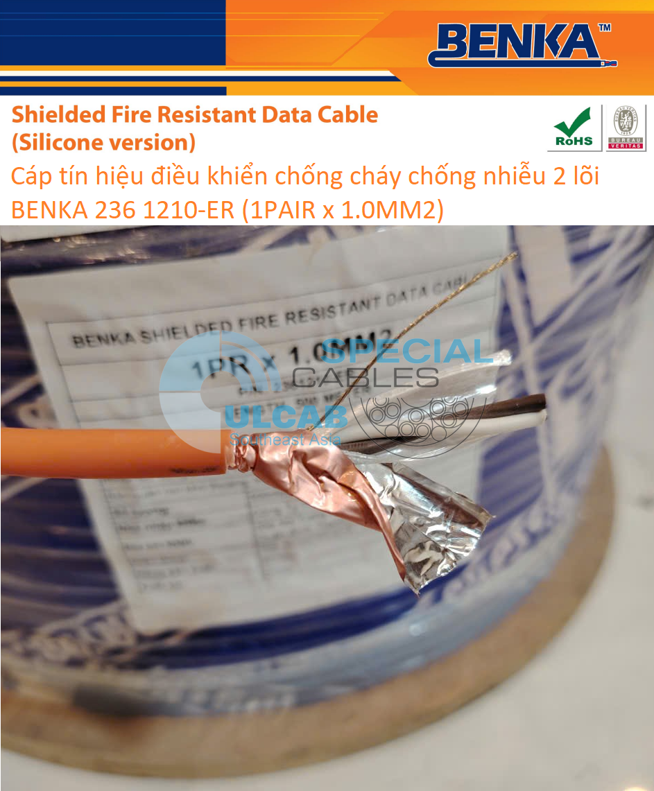 236 1210-ER Cáp chống cháy chống nhiễu 2 lõi Benka Shielded Fire ...