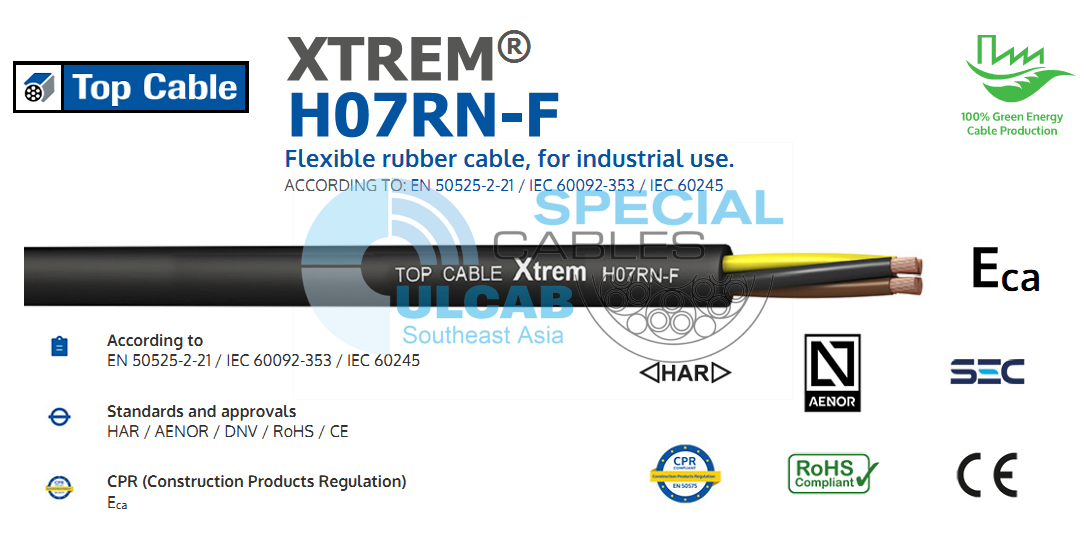 Cáp Điện Đơm Chìm TOP CABLE XTREM H07RN-F BLACK | Chính Hãng - Ngâm ...