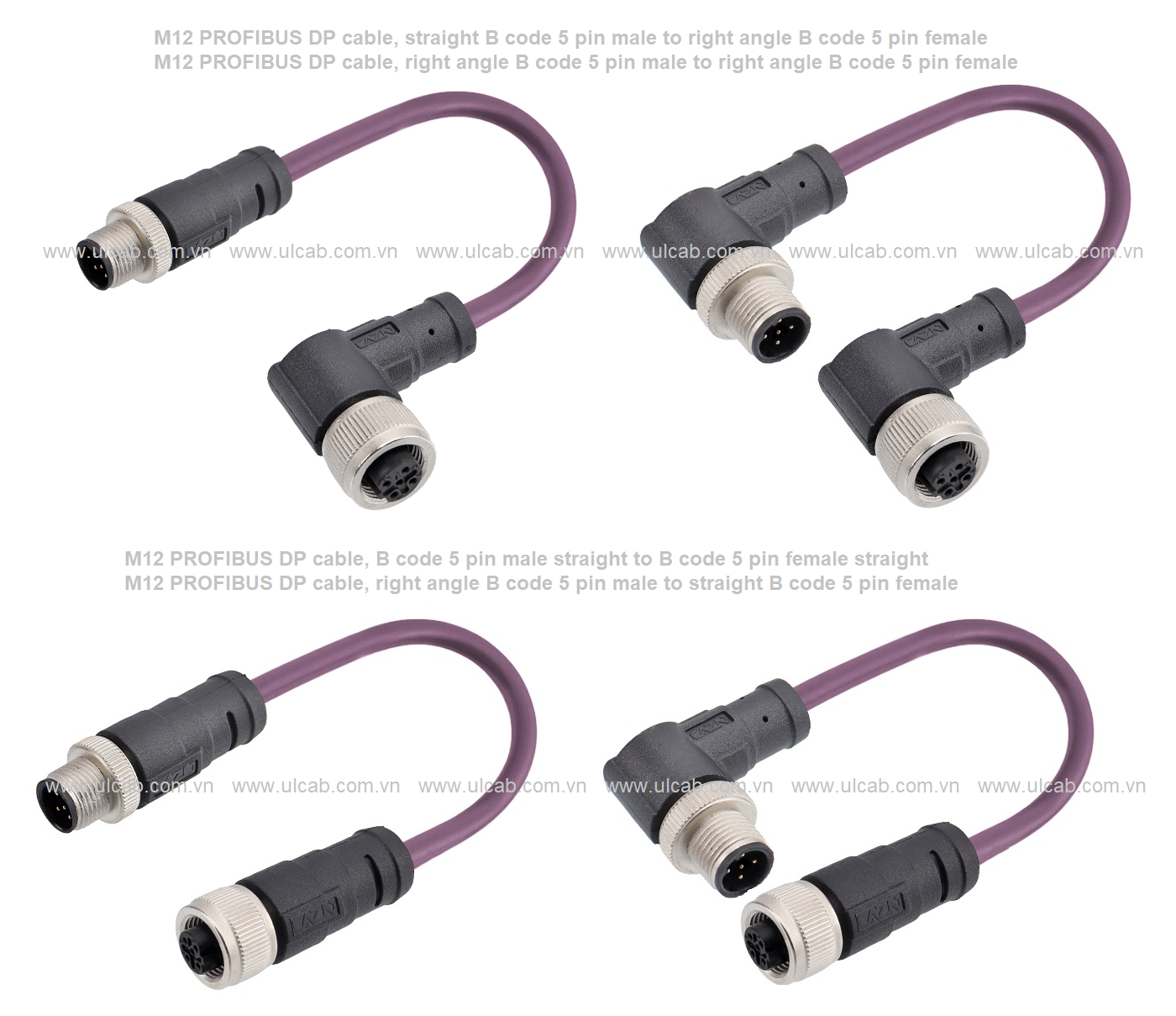 Cáp cảm biến/bộ chuyển đổi PROFIBUS DP 5-PIN M12 Male To M12 Female, B ...